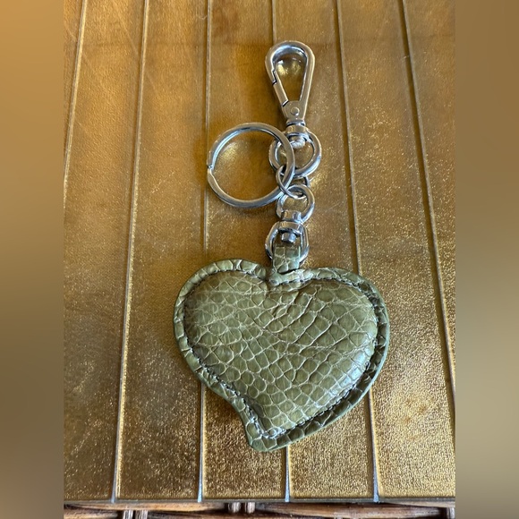 Accessories | Authentic Crocodile Skin Green Heart Keychain | Poshmark